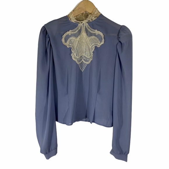 Tops | Vintage Periwinkle Lace Top | Poshmark